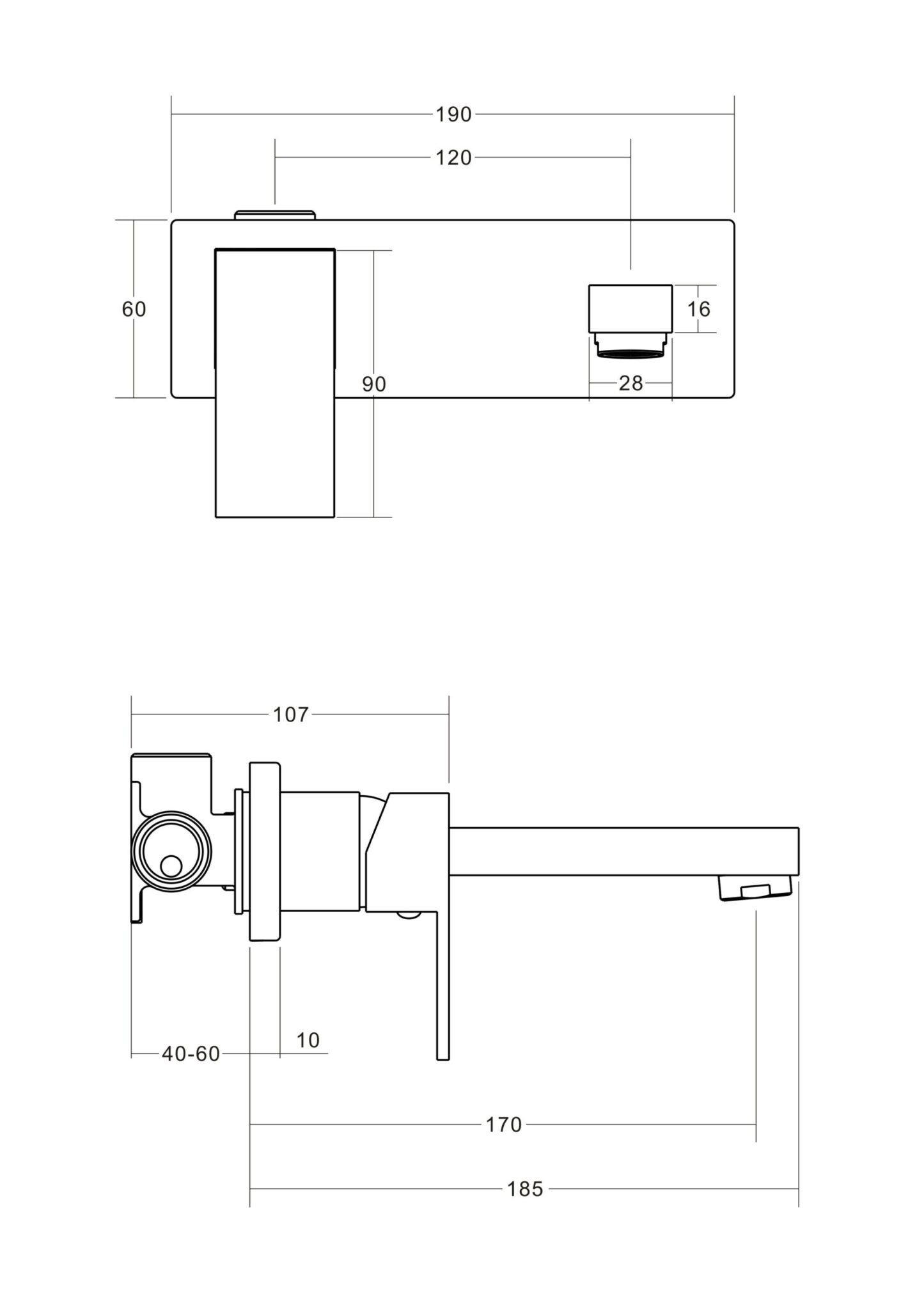ALDER QAAD Wall Basin Mixer Tap Set Backplate 170mm | kodilo