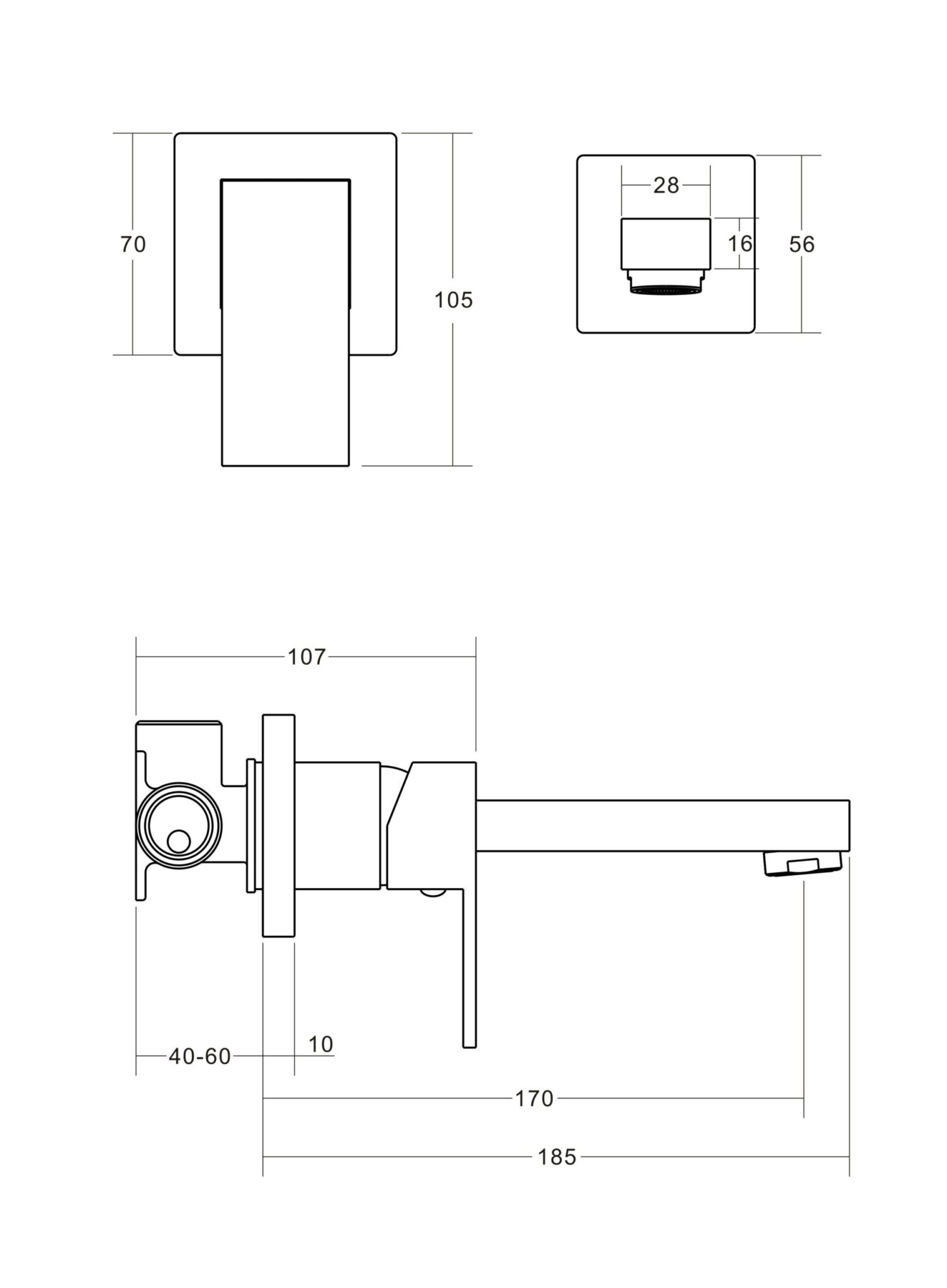 QAAD Wall Basin Mixer Tap Set 170mm | kodilo
